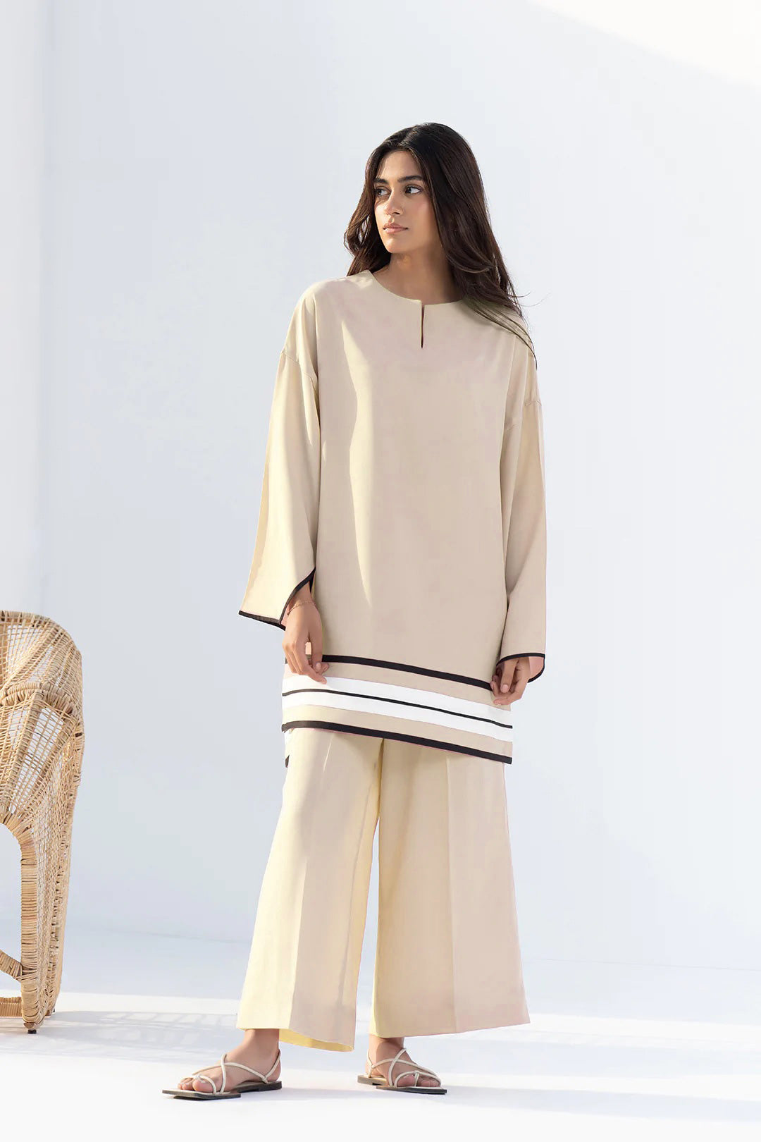 Luxury Co Ord Set: Beige Breeze Elegance and Comfort (Ilena) - Kaftan.ae