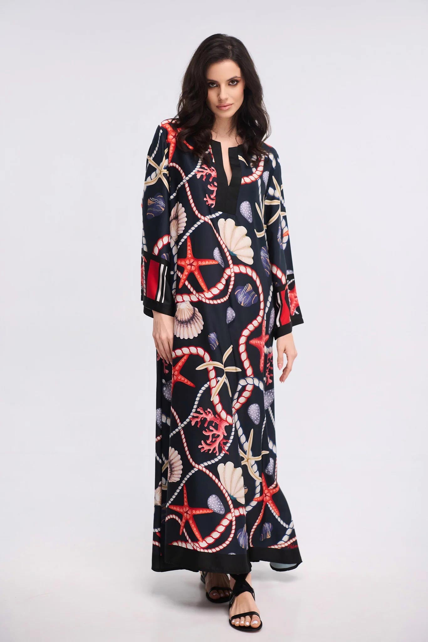 Kaftan Dress for Women: Beach Style with Grace(Black Maristar) - Kaftan.ae