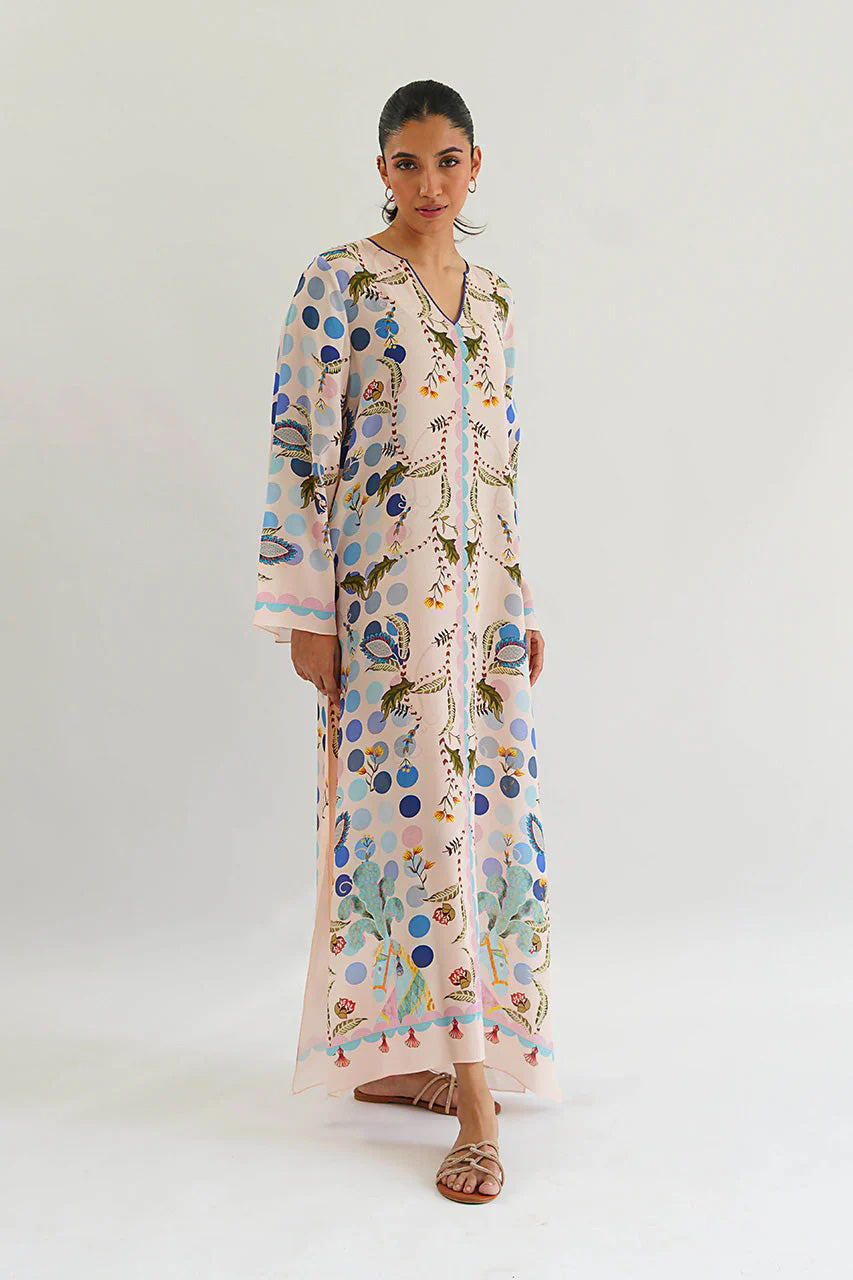 Pakistani Kaftan: Timeless Elegance in Aqua Tones (Unicorn) - Kaftan.ae